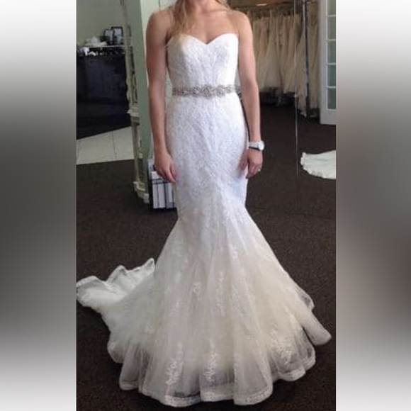 Bellissima | Dresses | Bellisima White Lace Mermaid Wedding Dress With ...